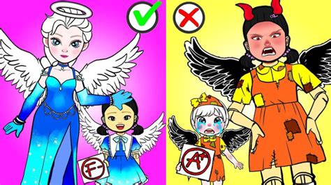 ایده های کارتونی و پرنسسی پرنسس السا در مقابل عروسک اسکواد کارتون