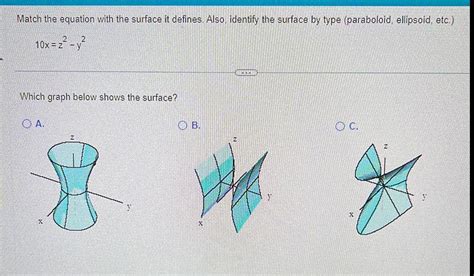 [answered] Match The Equation With The Surface It Defines Also Identify Kunduz