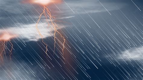 천둥과 번개 날씨 주황색 번개 집중호우 천둥 천둥 날씨 기상 Png 일러스트 및 Psd 이미지 무료 다운로드 Pngtree