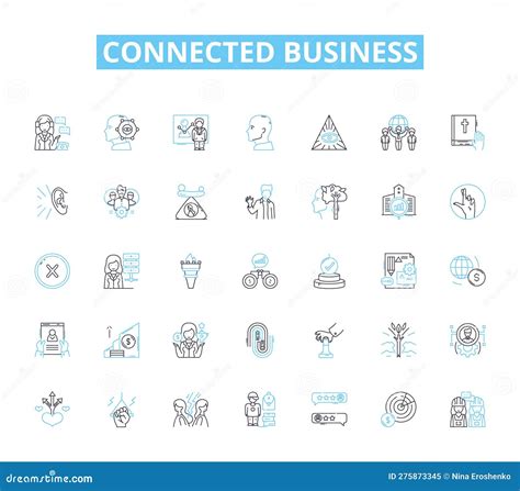 Connected Business Linear Icons Set Collaboration Innovation Integration Automation
