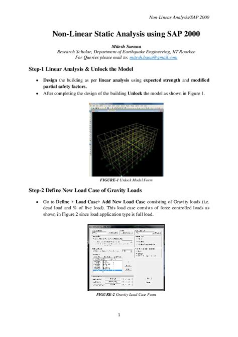 pdf non linear analysis sap 2000 non linear static analysis using sap