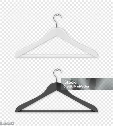 현실적인 벡터 옷 코트 검은색과 흰색 옷걸이 아이콘 투명도 격자 배경에 격리 닫습니다 디자인 서식 파일 클립 아트 또는 그래픽