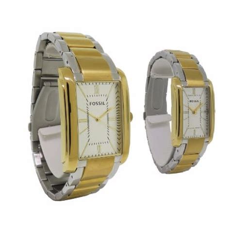 Fossil His And Hers Analog Rectangular Roman Numeral Stainless Steel Watch Konga Online Shopping