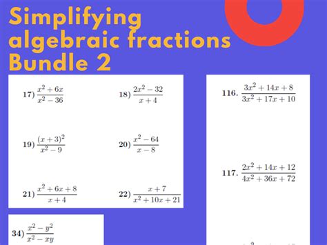 Simplifying Algebraic Fractions Bundle 2 Teaching Resources