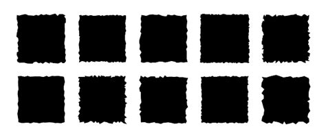 찢어진 종이 조각이 세트입니다 가장자리가 들쭉날쭉한 검은색 사각형 프레임 찢어진 직사각형 모양 실루엣 컬렉션입니다 콜라주 텍스트