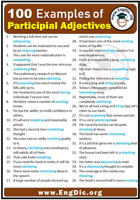 20 Examples Of Participial Adjectives In Sentences Engdic