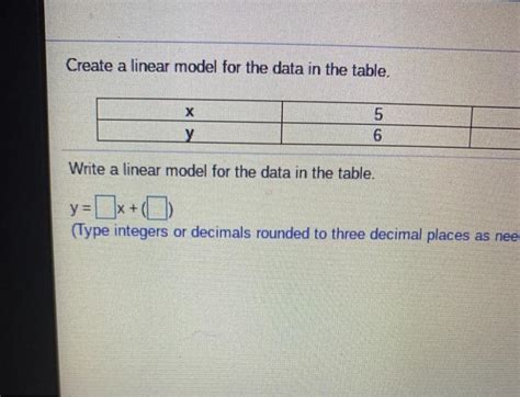 Solved Model For The Data In The Table X у 5 6 7 14 9 21 11
