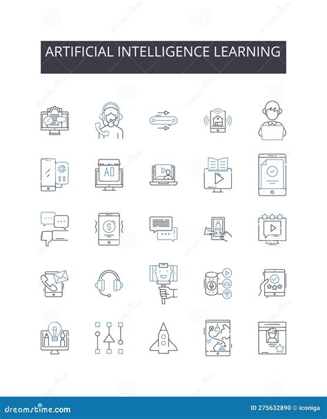 Cognitive Computing Line Icons Collection Machine Learning Artificial Intelligence Neural