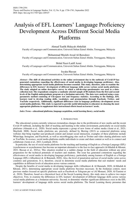 Pdf Analysis Of Efl Learners Language Proficiency Development Across Different Social Media
