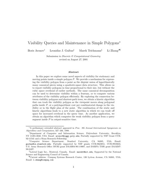Pdf Visibility Queries And Maintenance In Simple Polygons