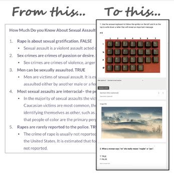 Sexual Assault Escape Room Engaging Informative True False Quiz In Google Forms
