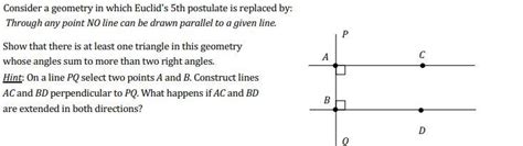 Solved Consider A Geometry In Which Euclids 5th Postulate