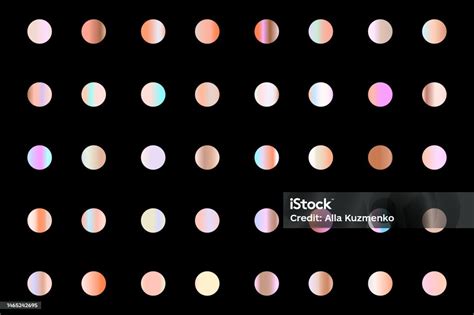 반짝이는 무지개 홀로그램이있는 금속 그라디언트 컬렉션 홀로그램 호일 질감 녹색 파란색 노란색 분홍색 그라데이션 프레임 리본 테두리 다른 디자인을 위해 설정된 벡터 국경에