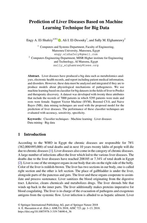 Pdf Prediction Of Liver Diseases Based On Machine Learning Technique