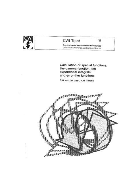 Pdf Calculation Of Special Functions The Gamma Function The Exponential Integrals And Error