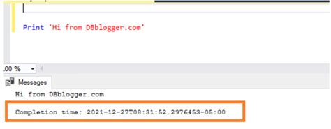 How To Disable ‘completion Time Message In Sql Server Management