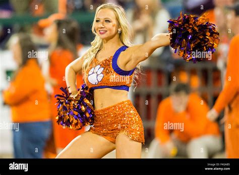 A Clemson Cheerleader During The Ncaa College Football Game Between