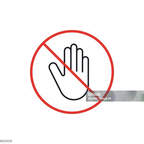 손 손바닥 기호가 없습니다 아이콘을 만지지 마십시오 금지 기호 벡터 Prohibition에 대한 스톡 벡터 아트 및 기타 이미지 Prohibition 검은색 경계