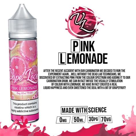 Vape Lovers Pink Lemonade 0 Nicotine E Liquid 7030 Vgpg 50ml