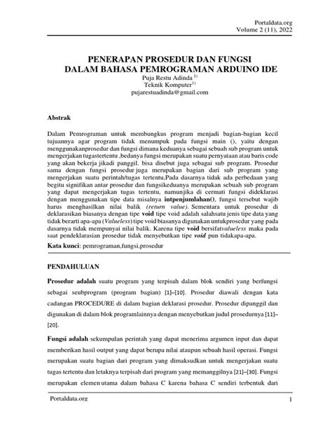 Penerapan Prosedur Dan Fungsi Dalam Pemrograman Arduino Ide Pdf