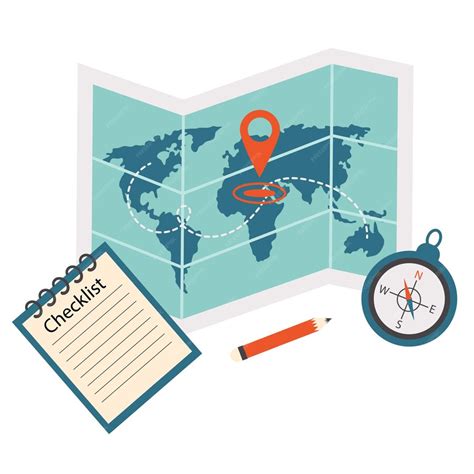 Premium Vector Map And Compass With A Pen And A Checkpoint Icon On It