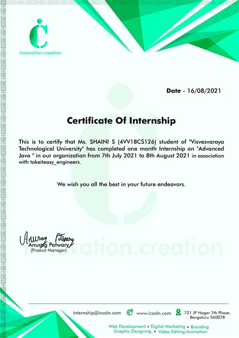 Shaini S On Linkedin Internship Advancedjava