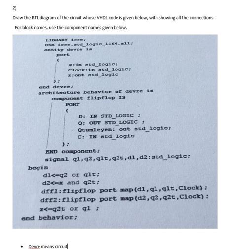 solved 2 draw the rtl diagram of the circuit whose vhdl