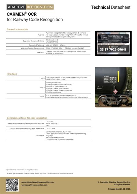 Carmen® Ocr Uic Software Library For Railway Code Recognition