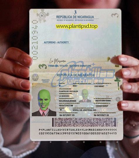 Pasaporte Nicaraguense Plantilla Digital Editable En Photoshop