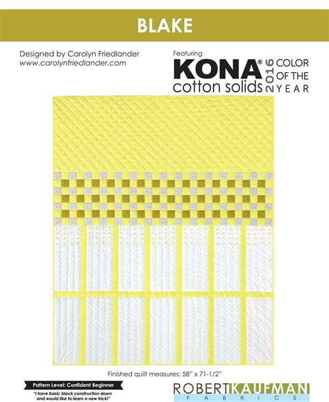 Kona Cotton Solids Blake Quilt Pattern Downloadable Pdf Wool