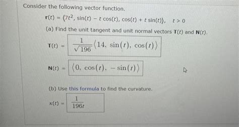 Solved Consider The Following Vector Function Chegg