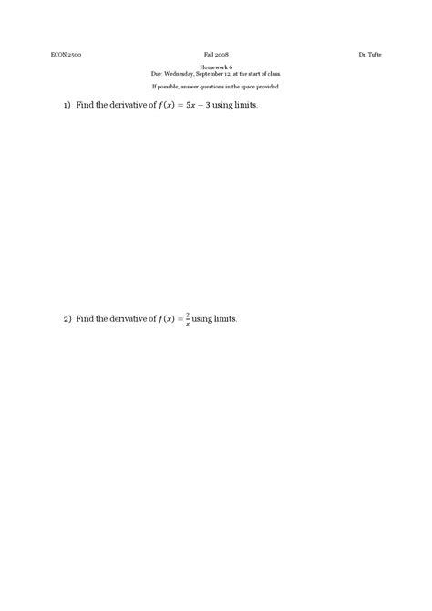 Practice Homework 6 Quantitative Methods For Business And Economics Econ 2500 Docsity