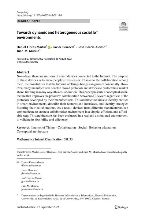 Pdf Towards Dynamic And Heterogeneous Social Iot Environments