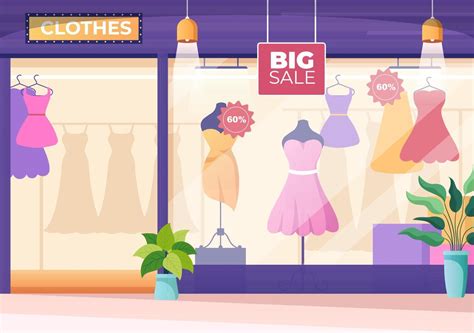 Shopping Mall Modern Background Illustration With Interior Inside