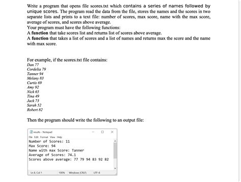 Solved Write A Program That Opens File Scorestxt Which