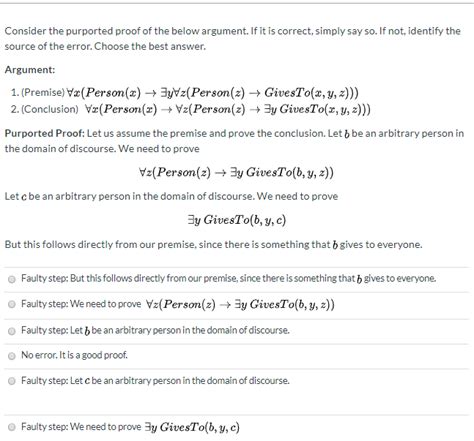 Solved Consider The Purported Proof Of The Below Argument Chegg Com