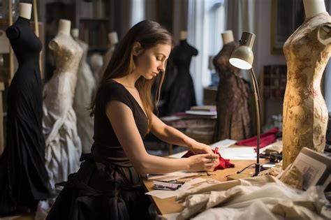 Premium Photo | A couturier is designing new clothes in her studio