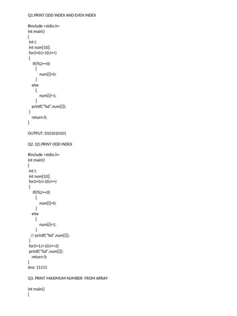 Print Odd Index And Even Index Pdf Integer Computer Science