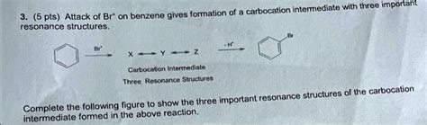 3 5 Pts Attack Of Br On Benzene Gives Formation Of A Carbocation Intermediate With Three