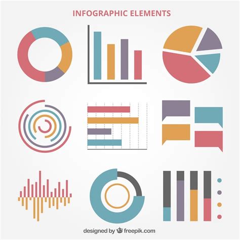 Free Vector Selection Of Colorful Graphs In Flat Design For Infographics