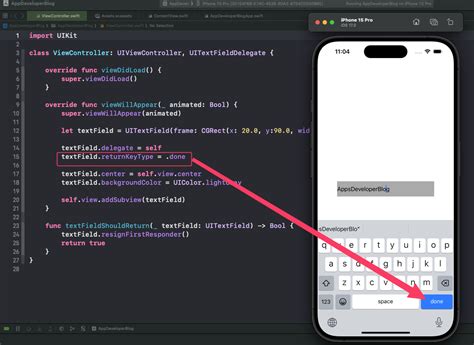 Set Uitextfield Keyboard Return Key As Done Button And Dismiss Keyboard