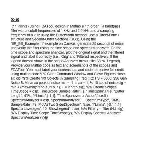 Solved Q Points Using FDATool Design In Matlab A Chegg Com