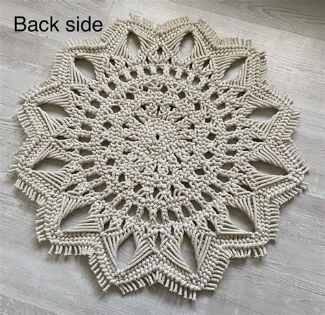 Macrame Rug Mandala Milk White Round Rug Mandala Macrame Etsy