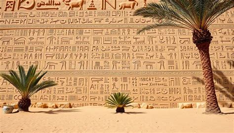 Egyptian Hieroglyphics On Wall Ancient Script History Text Pharaohs Era Culture Stock Photo