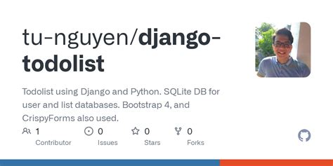 github tu nguyen django todolist todolist using django and python sqlite db for user and
