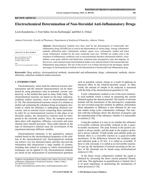 Pdf Electrochemical Determination Of Non Steroidal Anti Inflammatory Drugs