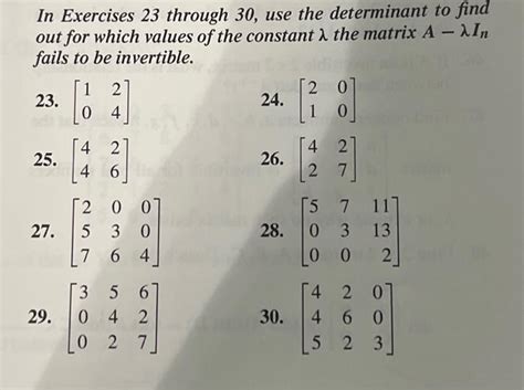 Solved In Exercises 23 Through 30 Use The Determinant To