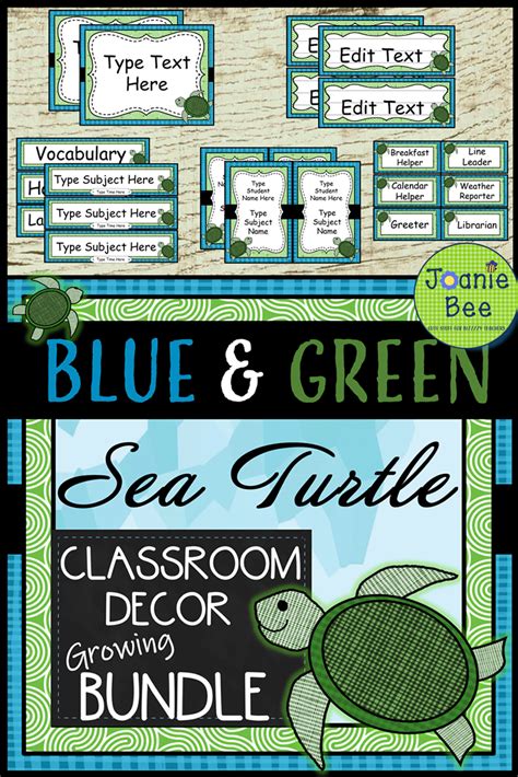 Sea Turtle Themed Classroom Decor Bundle Editable Turtle Classroom Classroom Themes