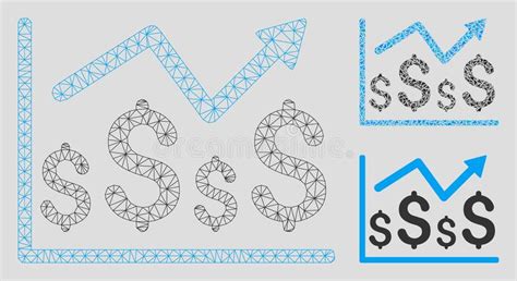 Financial Graph Vector Mesh Carcass Model And Triangle Mosaic Icon Stock Vector Illustration