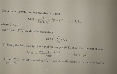 Solved 2 Let X Be A Discrete Random Variable With Pmf 1